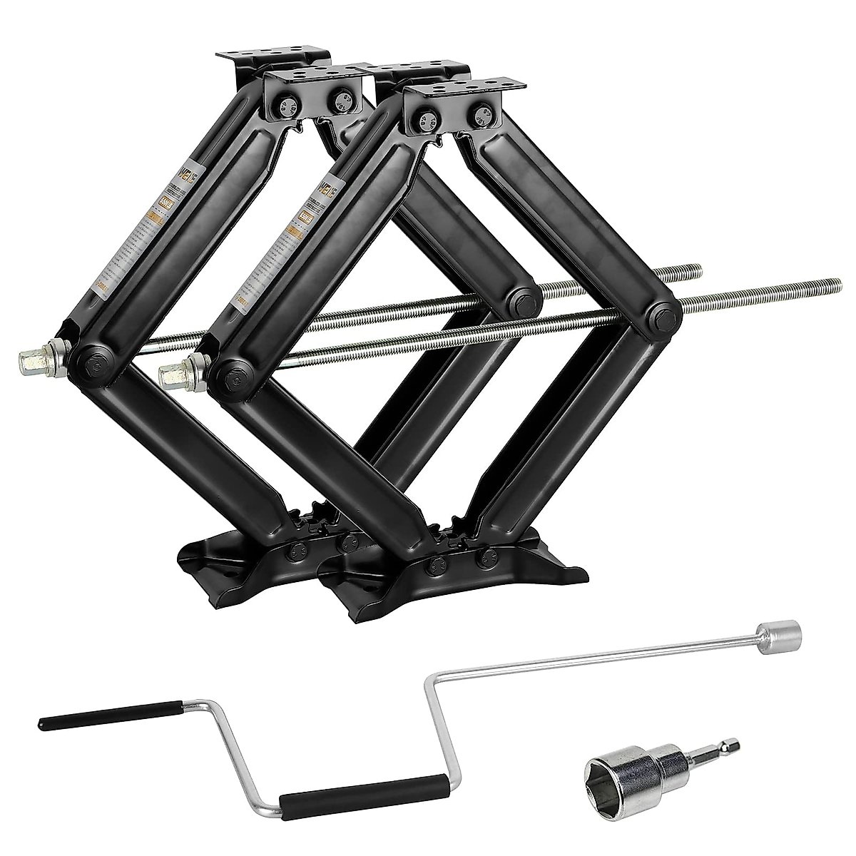 Weize Camper RV Trailer Stabilizer Leveling Scissor Jacks with Handle -24"- 5000lbs - Set of 2
