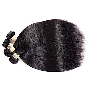 Brazilian Virgin Straight Hair 4 Bundles 14 16 18 20 Inch 100% Unprocessed Human Hair Bundles Straight Hair Extensions Double Strong Weft