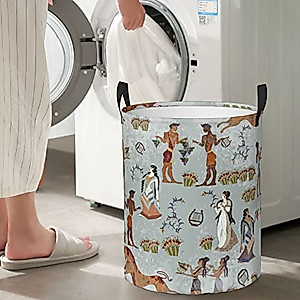 TIXYFAN Ancient Greece murals Mythology Old Laundry Hamper with Handle Laundry Basket Foldable Durable Clothes Hamper Laundry Bag Toy bin for Bathroom Bedroom Dorm Travel