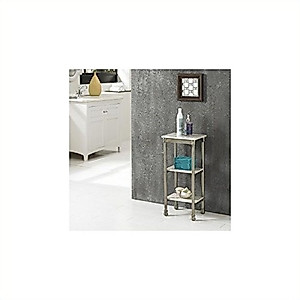 Home Styles The Orleans Three Tier Tower with Marble Laminate Shelves, Sturdy Powder-Coated Steel Frame