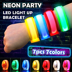YADIYA 14/7 PCS LED Glow Bracelets, LED Light Up Bracelets for Kids Adults, Glow in The Dark Party Favors Supplies for Night Events Halloween, Christmas,Concerts Rave Sports Accessories…