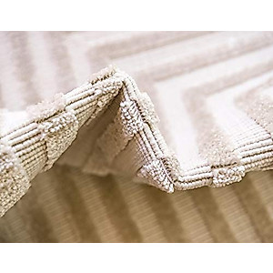 Unique Loom Sabrina Soto Outdoor Collection Geometric, Modern, Vibrant, Carved Area Rug, 2 ft x 6 ft, Beige