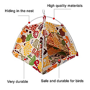 Scicalife Bird Nest Hut Hanging Hammock,Foldable Parrot Cage Tent House Bed Habitat Hideaway Toy