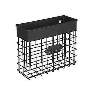 Spectrum Diversified Vintage Wall Mount Entryway or Office Bin Desk Paper Folder Document Letter Mail Sorter Step File Organizer, Small Black