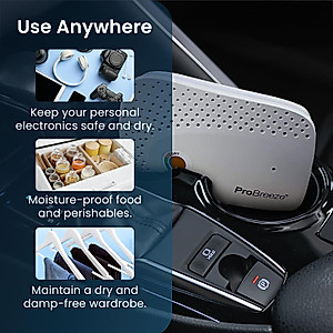 Pro Breeze Gun Safe Dehumidifier Non Battery Operated Dehumidifier for Closet Wireless Desiccant Dehumidifier for Small Spaces, Wardrobes, Cars, Non-Toxic Cordless Rechargeable Dehumidifier