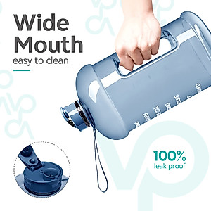 Venture Pal Large 128oz Leakproof BPA Free Fitness Sports Water Bottle with Motivational Time Marker to Ensure You Drink Enough Water Throughout The Day-1 Gallon-Green/Pink/Purple Gradient