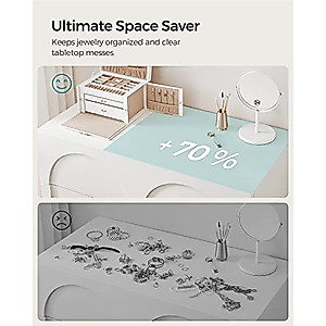 SONGMICS Jewelry Box 3 Layers, Jewelry Organizer with 2 Drawers, Jewelry Case with Portable Travel Case, with Handle, Lockable, Jewelry Storage, Gift for Loved ones, White UJBC121W