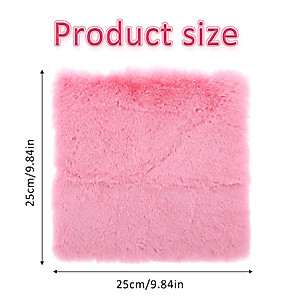 10 Inches Faux Fur Plush Cushion Fluffy Small Area Rug, Mini Square Faux Fur Rug, Small Rugs Fluffy Faux Fur, Pink Small Luxury Background for Jewelry, Nail Art, Photos, Product Display(Pink)