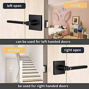 Alpacasso 7PCS Interior Door Lever Handle Lock Set from Inside Privacy Passage Bedroom Locker Door Heavy Duty Hardware Gate Hinges Spring Baseboard Stopper Knob Deadbolt Keyless for Kids Child Safety