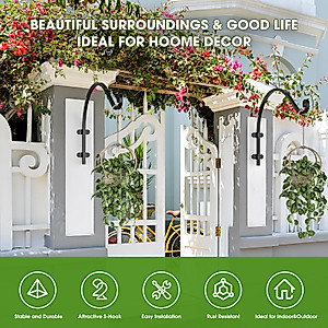 EPHECH 6Pack Heavy Duty Hanging Plant Hanger Hook for Outdoor and Indoor, 12Inch Wall Hanging Basket Bracket, Black Metal Outdoor Hanging Bracket for Hanging Flower Pot Bird Feeder Lanterns