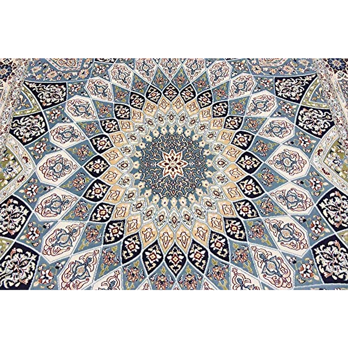 Unique Loom Narenj Collection Classic Traditional Textured Medallion Pattern Design Area Rug, 8 ft x 10 ft, Blue/Tan