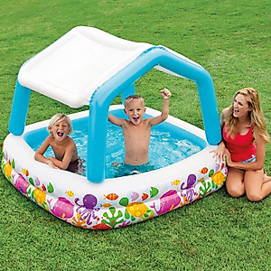 Intex Sunset Inflatable Baby Pool (2 Pack) & Inflatable Ocean Scene Kids Pool