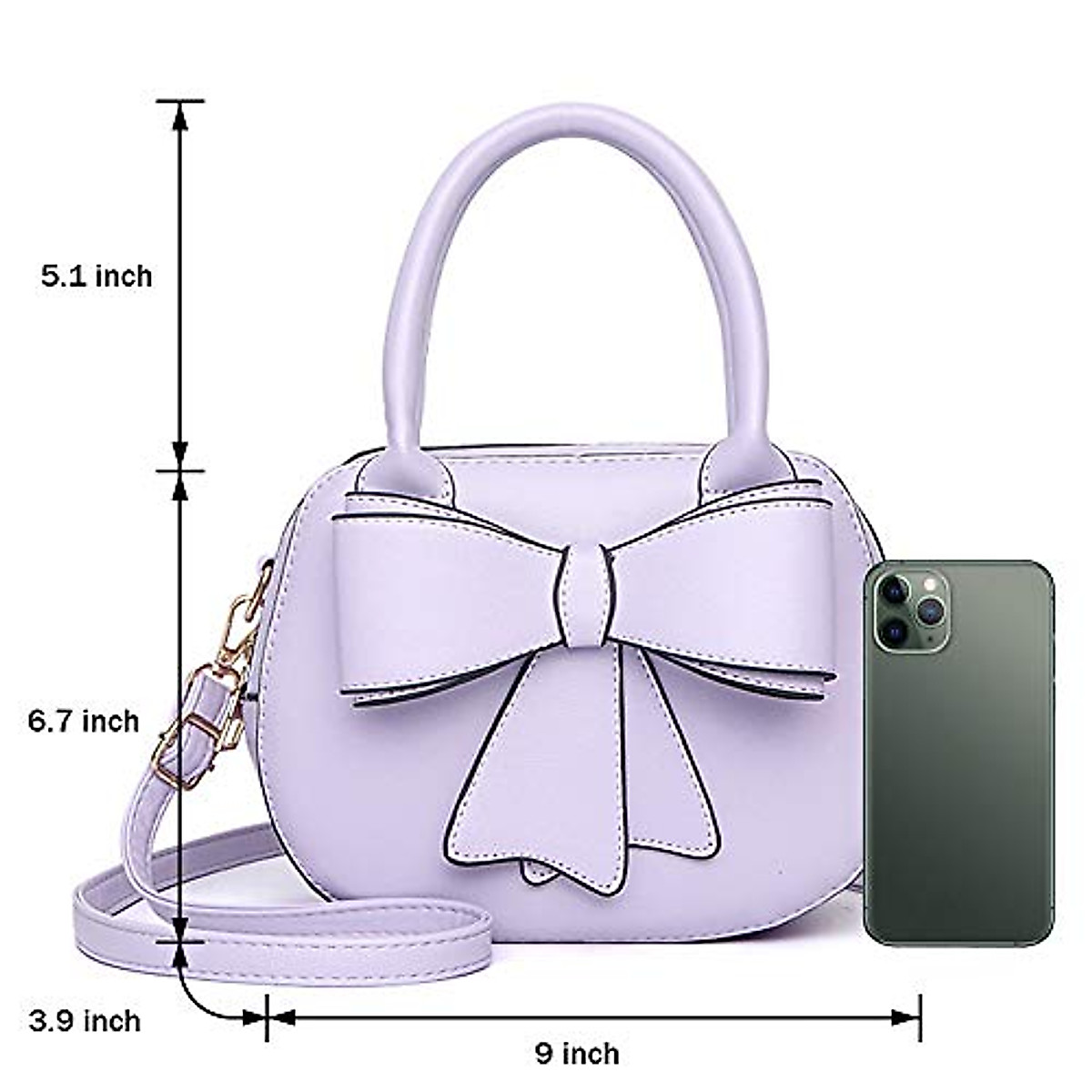 Girls Bowknot Handbag Purse Cute Leather Mini Shoulder Bag for Women Top-handle Totes Satchel (Pink)