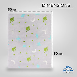 SP HOME GOODS Glow in The Dark Throw Blanket Gift for Girls and Kids Ages 4-14 and for Grandkids - [Galaxy] 50 x 60 Inches Fun, Cozy Fleece Throw Blanket