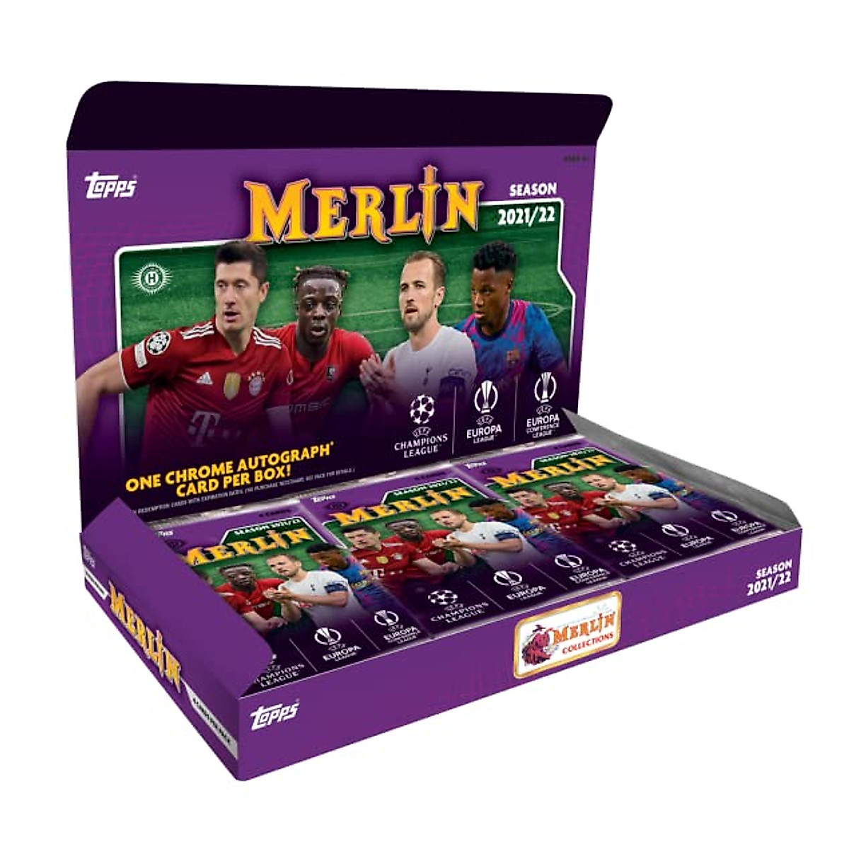 2021/22 Topps UEFA Champions League Merlin Chrome Soccer HOBBY box (18 pks/bx)