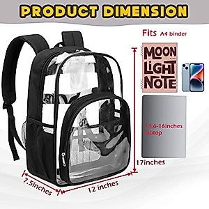 BLUEFAIRY Clear Backpack for School Heavy Duty Stadium Approved 17" Large PVC Transparent See Through Bag Bookbag with Reinforced Bottom & Round for Girls Boys for College Work Security Travel Mochila Clara