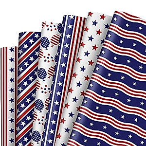 AnyDesign Patriotic Tissue Paper 90 Sheet Stars Stripes Balloon Tissue Paper 4th of July American Flag Wrapping Paper Holiday Art Tissue for Independence Day Memorial Day DIY Supplies, 14 x 20 Inch