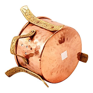 Indian Art Villa Pure Copper Angithi/Sigdi with Brass Handles & Stand, Food Warmer for Home, Hotel & Restaurant, Width- 4.5 inches