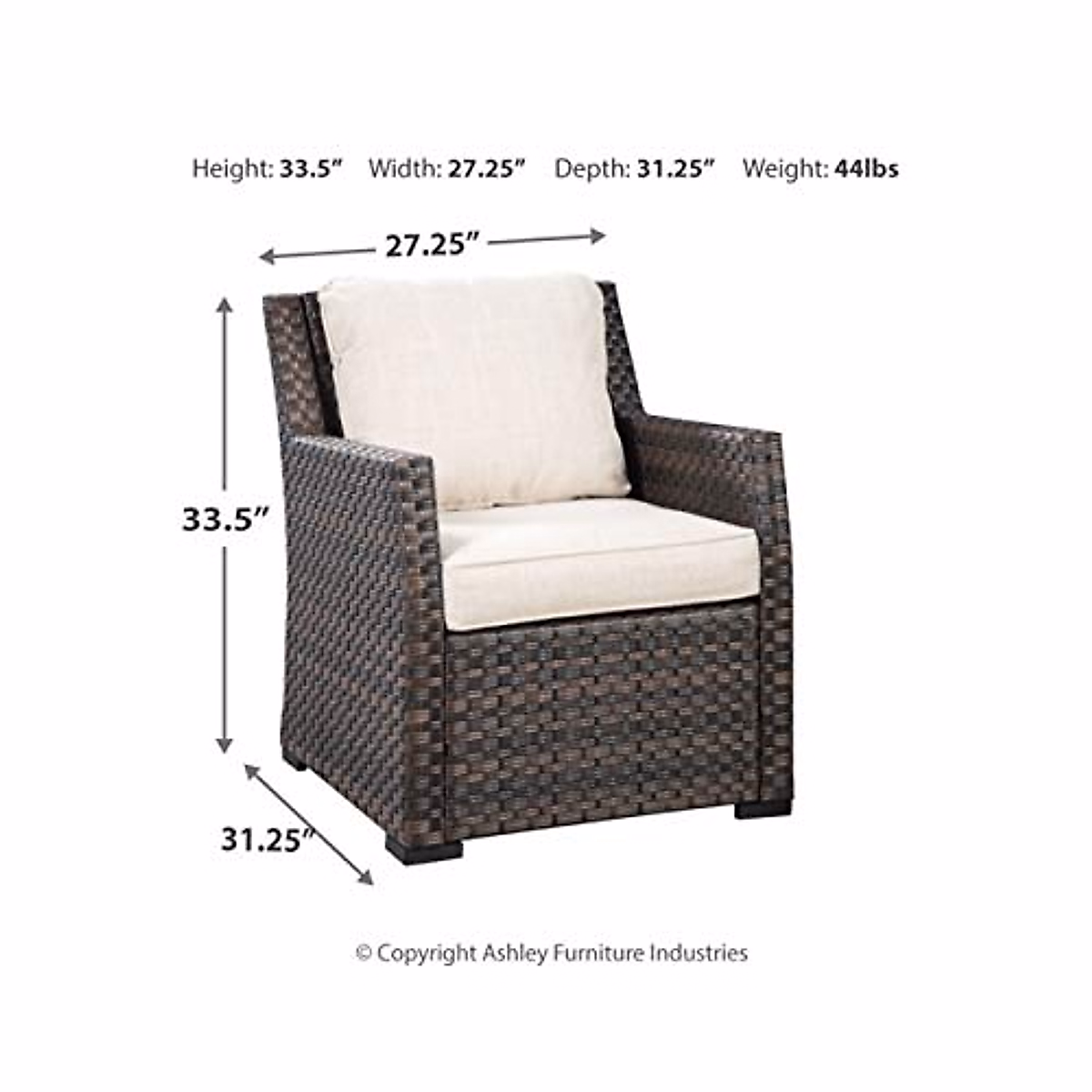 Signature Design by Ashley Easy Isle Outdoor Lounge Chair, Dark Brown & Beige