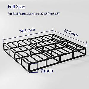 Aardhen Full Size 7 Inch Box Spring & Low Profile Metal Platform/Bed Frame with Steel Slat Support/Quiet Noise-Free/Easy Assembly
