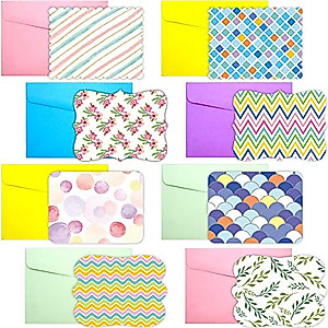 FANCY LAND 40 Single Panel Blank Cards with Envelopes Bright Pattern Watercolor Colorful Greeting Note Cards Office School Home Kids