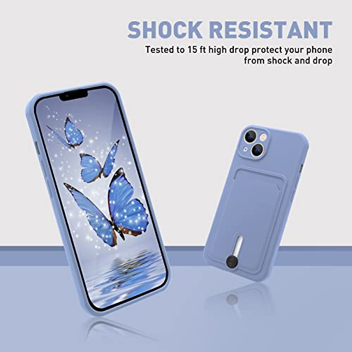 Naiadiy Silicone Wallet Case with Card Holder (for iPhone 13 6.1 Inch 2021) - Upgrade/Purple