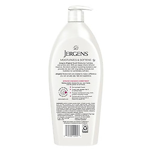 Jergens Original Scent Dry Skin Lotion, Body and Hand Moisturizer for Long Lasting Skin Hydration, with HYDRALUCENCE blend and Cherry Almond Essence, 32 Ounce