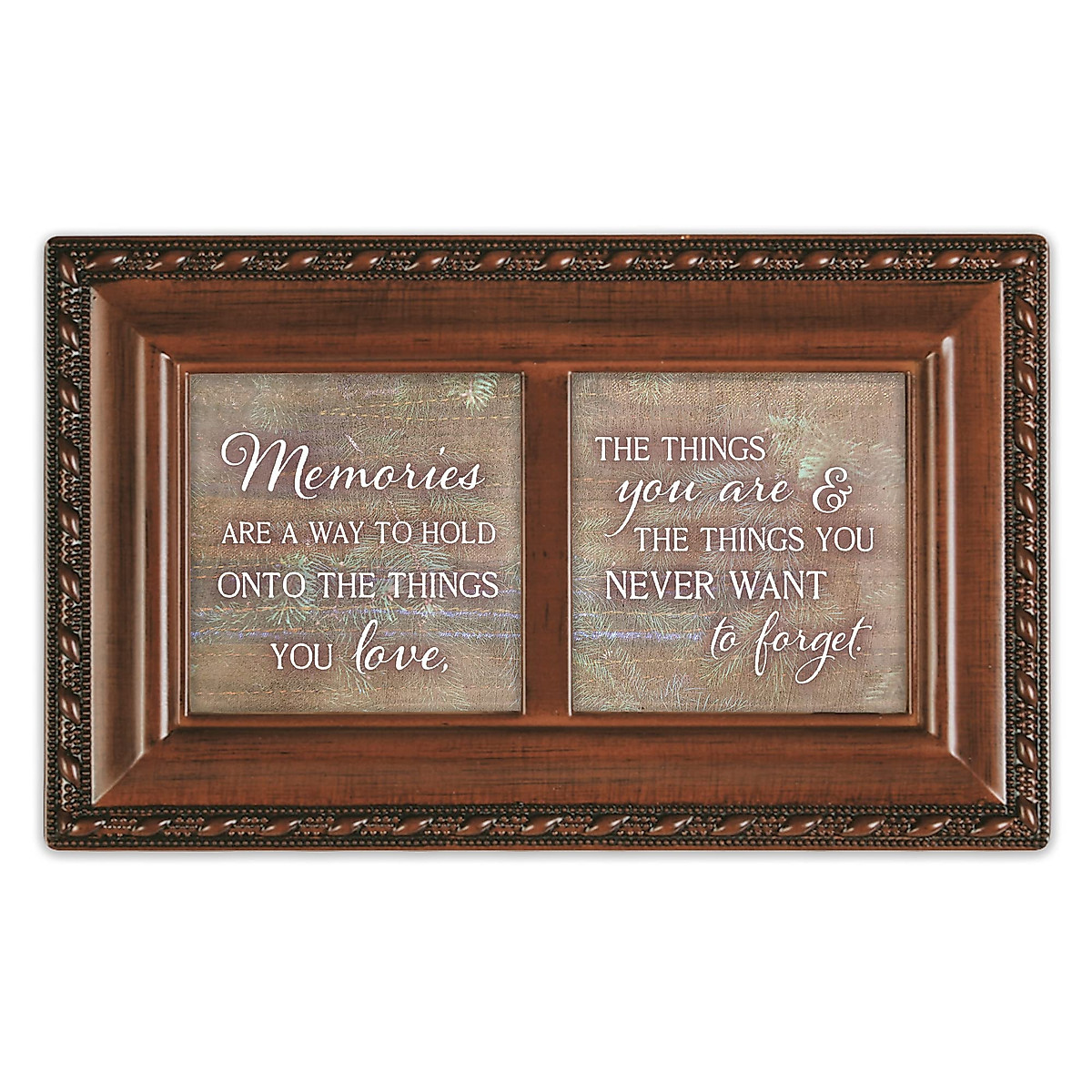 Cottage Garden Memories Woodgrain Rope Trim Petite Music Box Plays You Light Up My Life