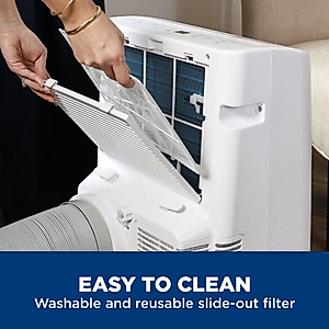 GE 11,000 BTU Portable Air Conditioner for Medium Rooms up to 450 sq ft. (7,800 BTU SACC), 3-in-1 with Dehumidify, Fan and Auto Evaporation, Included Window Installation Kit