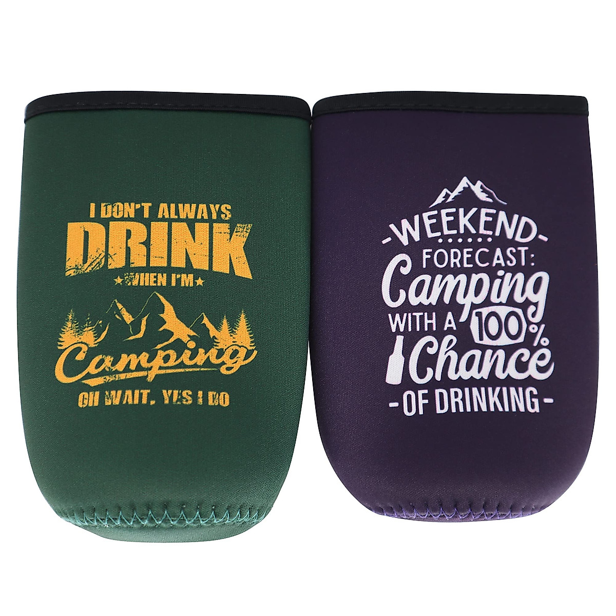 Camping Coolies Gifts for Men - Happy Camper Must Haves, Camping Essentials, Small Useful Gifts for Couples Who Have Everything, 16 oz Tall Boy Can Coolie Insulated Sleeve, Funny Tallboy Can Cooler