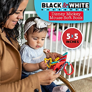 KIDS PREFERRED Disney Baby Minnie Mouse High Contrast Soft Book with On The Go Clip and Teether, 5 Inches, Multicolor (KP81256)