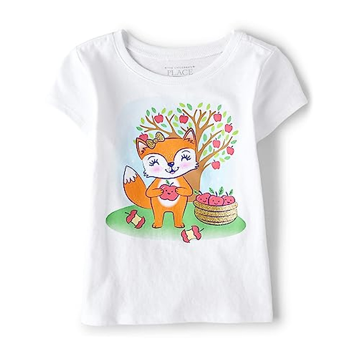 The Children's Place Baby-Girls And Toddler Girls Short Sleeve Graphic T-shirt Fox Apples 4T