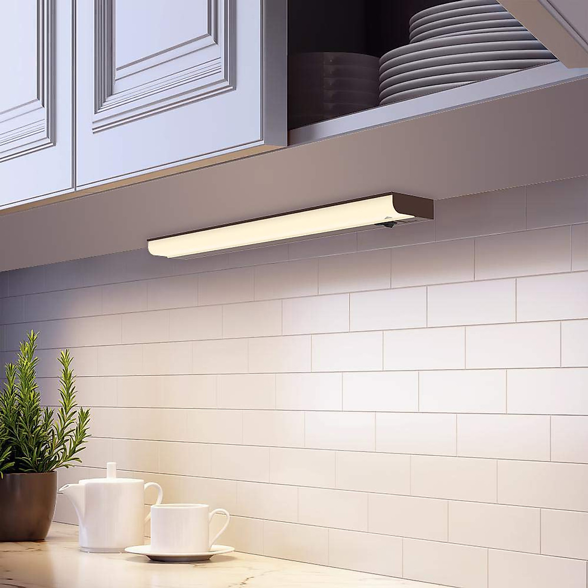 Hardwired LED Under Cabinet Task Lighting - 16 Watt, 24", Dimmable, CRI>90, 3000K (Warm White), Bronze, Wide Body, Long Lasting Metal Base with Frost Lens