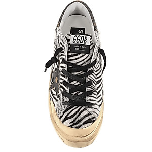 Golden Goose Super-Star Penstar Minizebra Horsy Upper Leather Star and Heel Womens Distressed Sneaker - 38 Black