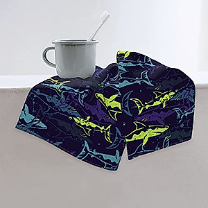 Shark Hand Face Towels Blue Microfiber Towels Soft Bath Towel Absorbent Hand Towels Multipurpose for Bathroom Hotel Gym and Spa Towel 15.7x27.5 Inch