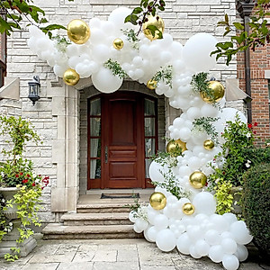 White Balloon Garland Arch Kit, 110Pcs Mixed Sizes White Balloons With Tool,Party Decorations White Balloon for Wedding Bridal Shower Gender Reveal Baby Shower Birthday Party Decorations Supplies