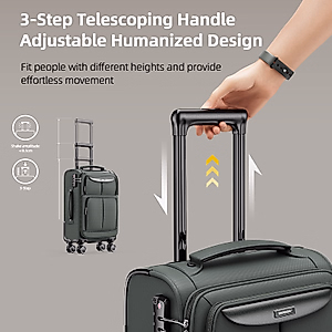 SHOWKOO Luggage Sets 3 Piece Softside Expandable Lightweight Durable Suitcase Sets Double Spinner Wheels TSA Lock Armygreen (20in/24in/28in)