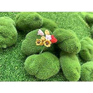COUOC 16 Pieces (2 Size) Artificial Moss Rocks, Decorative Faux Green Moss Covered Stones, Green Moss Balls Fake Moss Decor for Pot Planter Fairy Gardens Floral Arrangements Craft