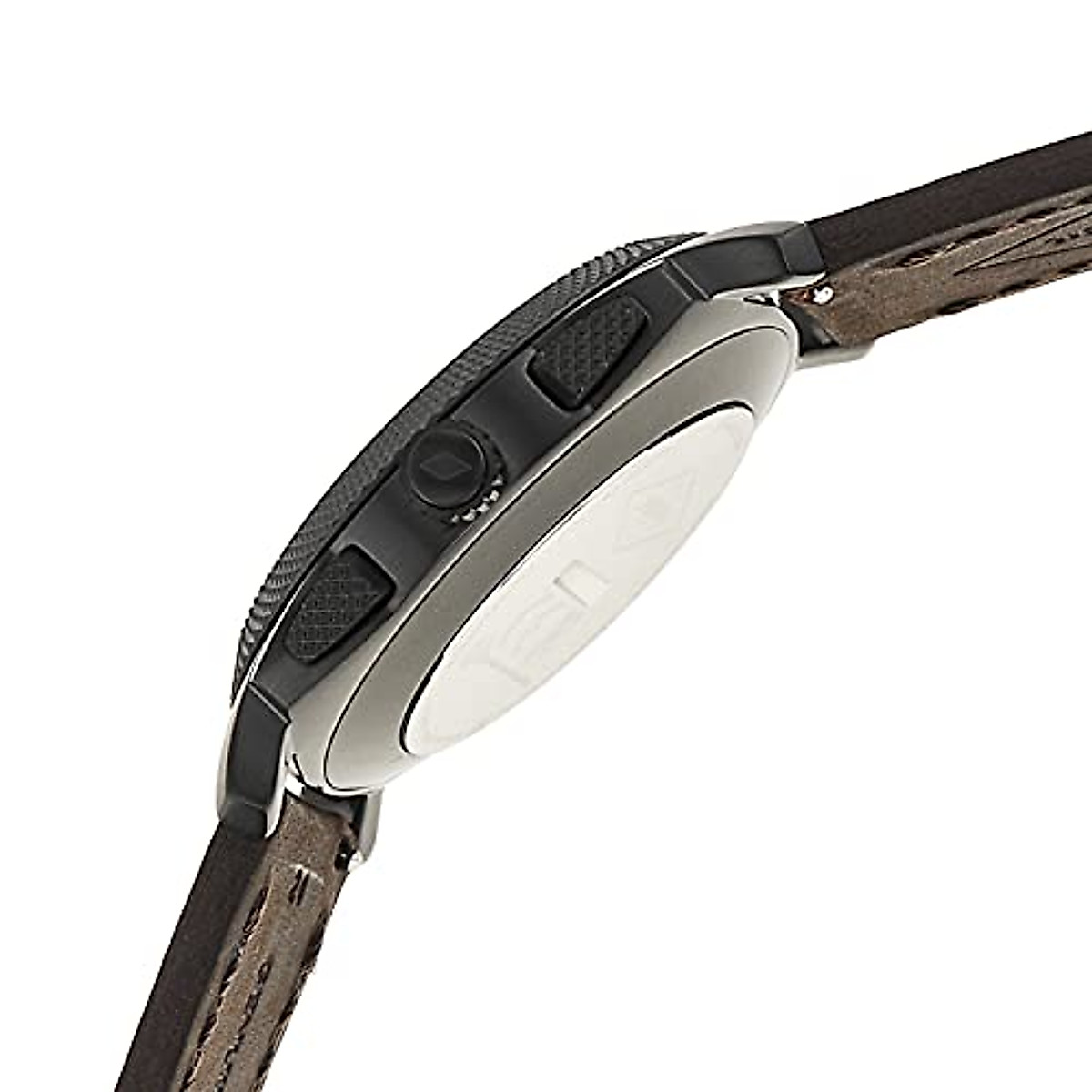 Fossil Men's 45mm Machine Stainless Steel and Leather Hybrid Smart Watch, Color: Black, Brown (Model: FTW1163)