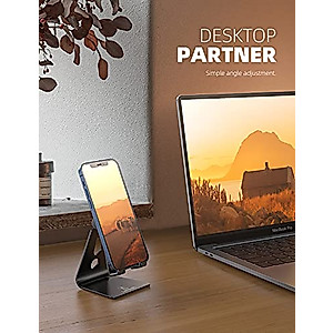 Adjustable Cell Phone Stand, Lamicall Desk Phone Holder, Cradle, Dock, Compatible with iPhone 14, Plus, Pro, Pro Max, 13 12 X XS,4-8" Phones, Office Accessories, All Android Smartphone, Black