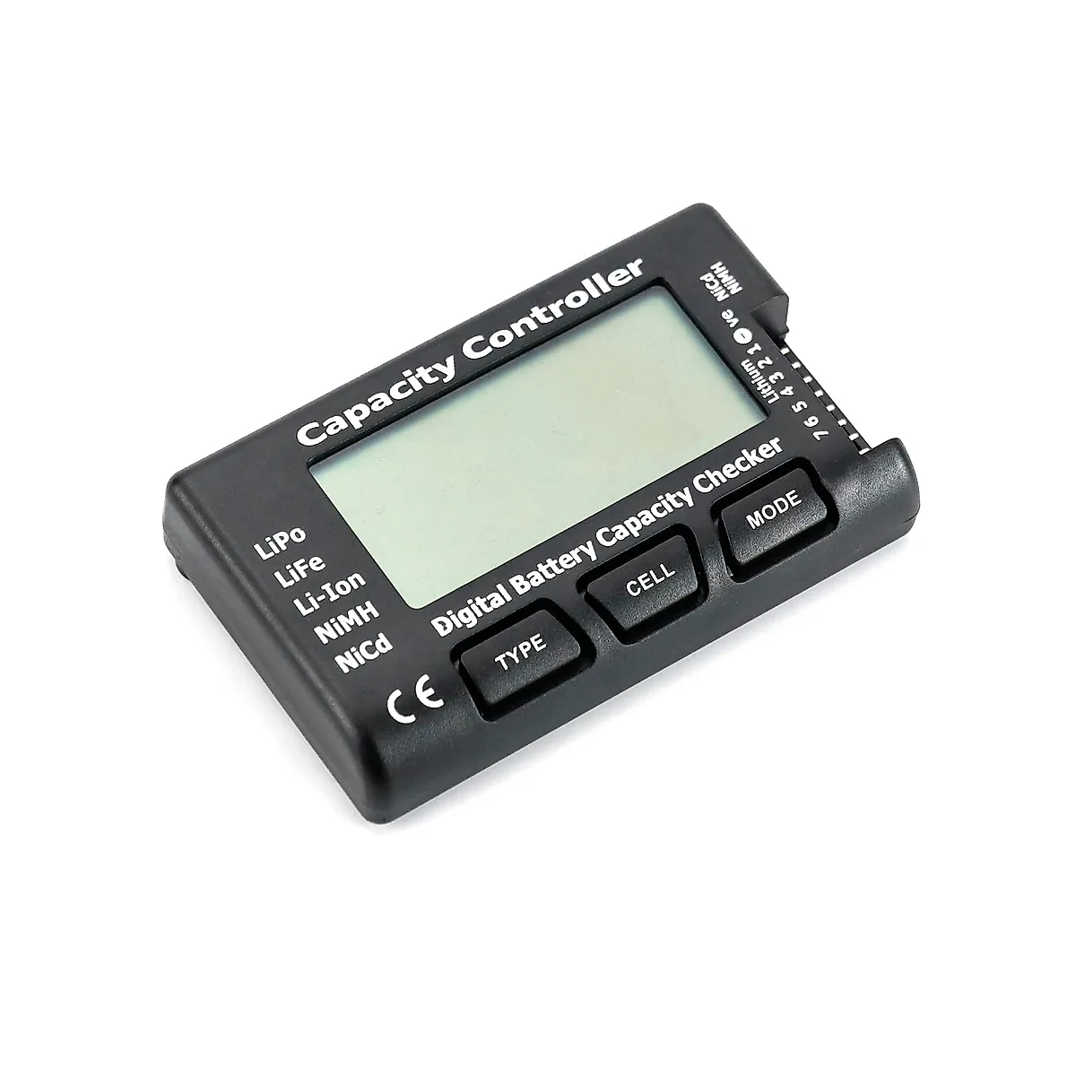 QWORK RC Cellmeter Controller Tester Voltage Tester, 7 Digital Battery Capacity Checker Compatible with LiPo Life Li-ion NiMH Nicd Battery