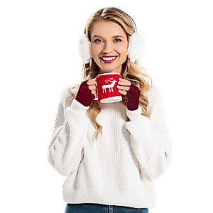 SATINIOR Fingerless Gloves for Women Half Finger Typing Gloves with Long Wrist Cuff Winter Knit Fingerless Mittens for Women (Black, Red, Light Grey, Coffee, 4 Pairs)