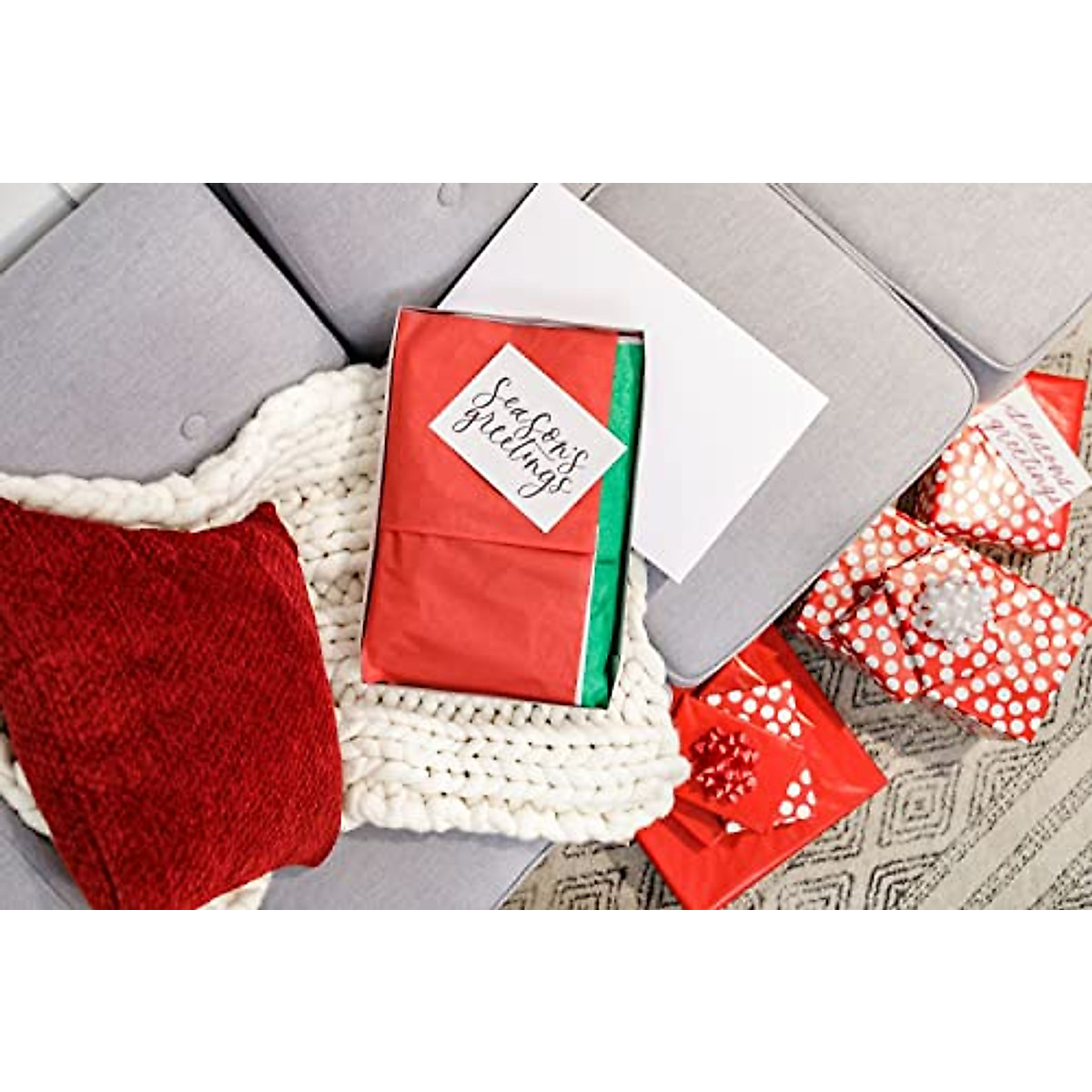 American Greetings Bulk Tissue Paper Pack (Red, Green, and White) for Birthdays, Weddings, Bridal Showers, Baby Showers and All Occasions (125-Sheets)