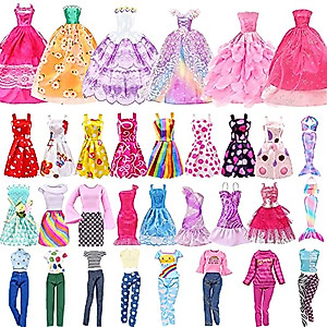 98 Pack Doll Clothes and Accessories with Closet Wardrobe DIY Playset for 11.5 Inch Doll Including Wedding Dress Fashion Dress Casual wear Swimsuit Shoes Hangers Necklace Bags (11.5inch)