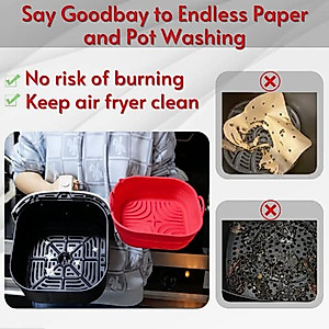 Set of 2 Air Fryer Silicone Liners, Weenkilly Fold-Able Square Silicone Air Fryer Liners, 8.0” Thickened Reusable Air Fryer Silicone Liners for 4-7 QT Air Fryer,Silicone Air Fryer Accessories