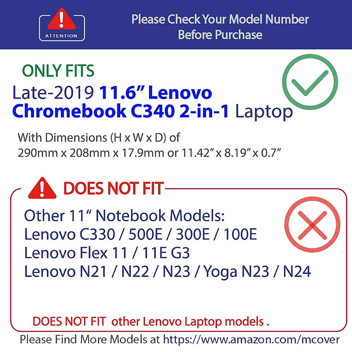mCover Case Compatible for 2019~2021 11.6" Lenovo Chromebook C340 Series 2-in-1 Laptop Computers ONLY (NOT Fitting Any Other Lenovo Models) - Purple