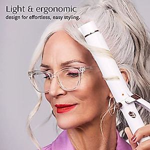 T3 SinglePass Curl Professional Curling Iron Custom Blend Ceramic Long Barrel Curling and Wave Iron with Adjustable Heat Settings for Shiny Smooth Curls and Waves