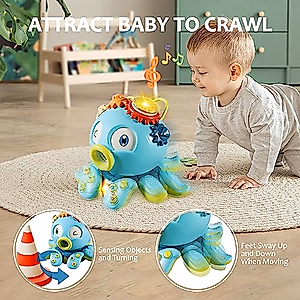 Baby Toys,MOJINO Infant Walker Toy,Octopus Crawling Crab Toy, Early Eduactional Learning Tummy Time Sensory Christmas Birthday Gift for Boy Girl Toddler and Kid
