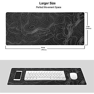 AQQA Large Mouse Pad Mat (35x17 in) Extended XXXL Gaming Mouse Pad with Non-Slip Rubber Base,Background Topographic Map Lines Contour Geographic for Gaming Office Laptop Computer Men Women