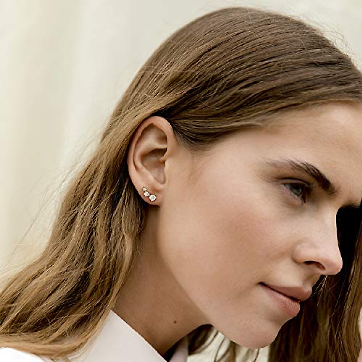 PAVOI Womens 14K Gold Plated Yellow Gold - Sterling Silver Post Cubic Zirconia Ear Crawler Earrings